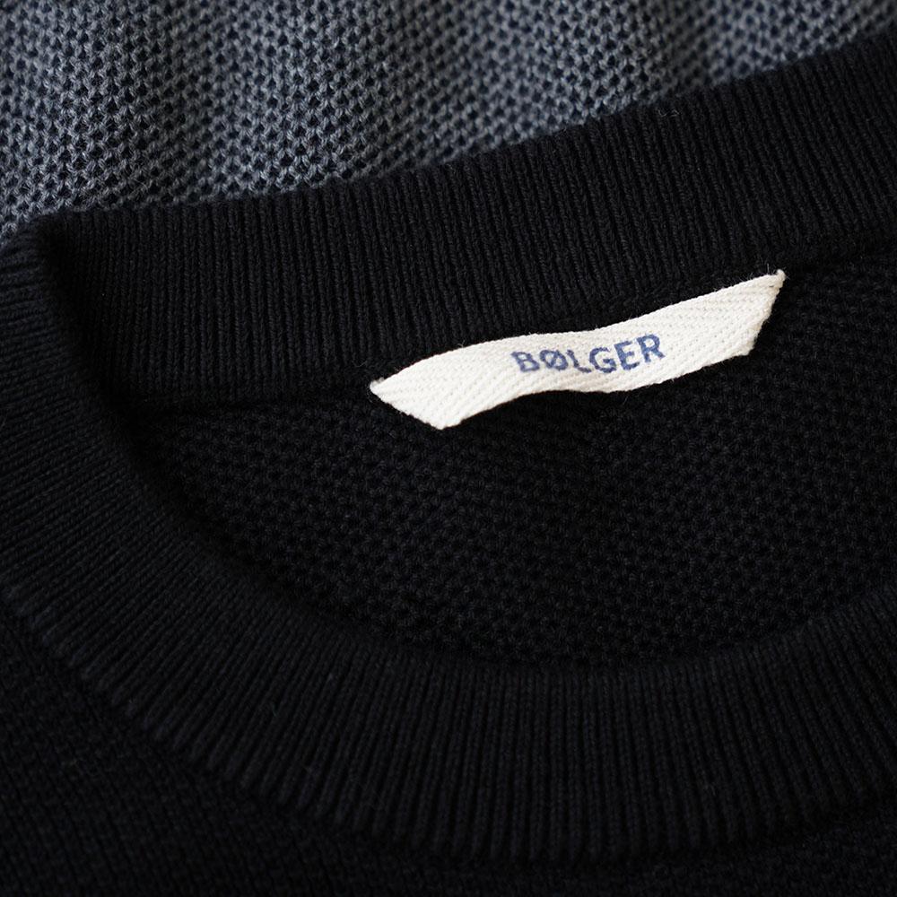 Bølger Mens Alesund Merino Blend Sweater (Black/Charcoal Melange ...